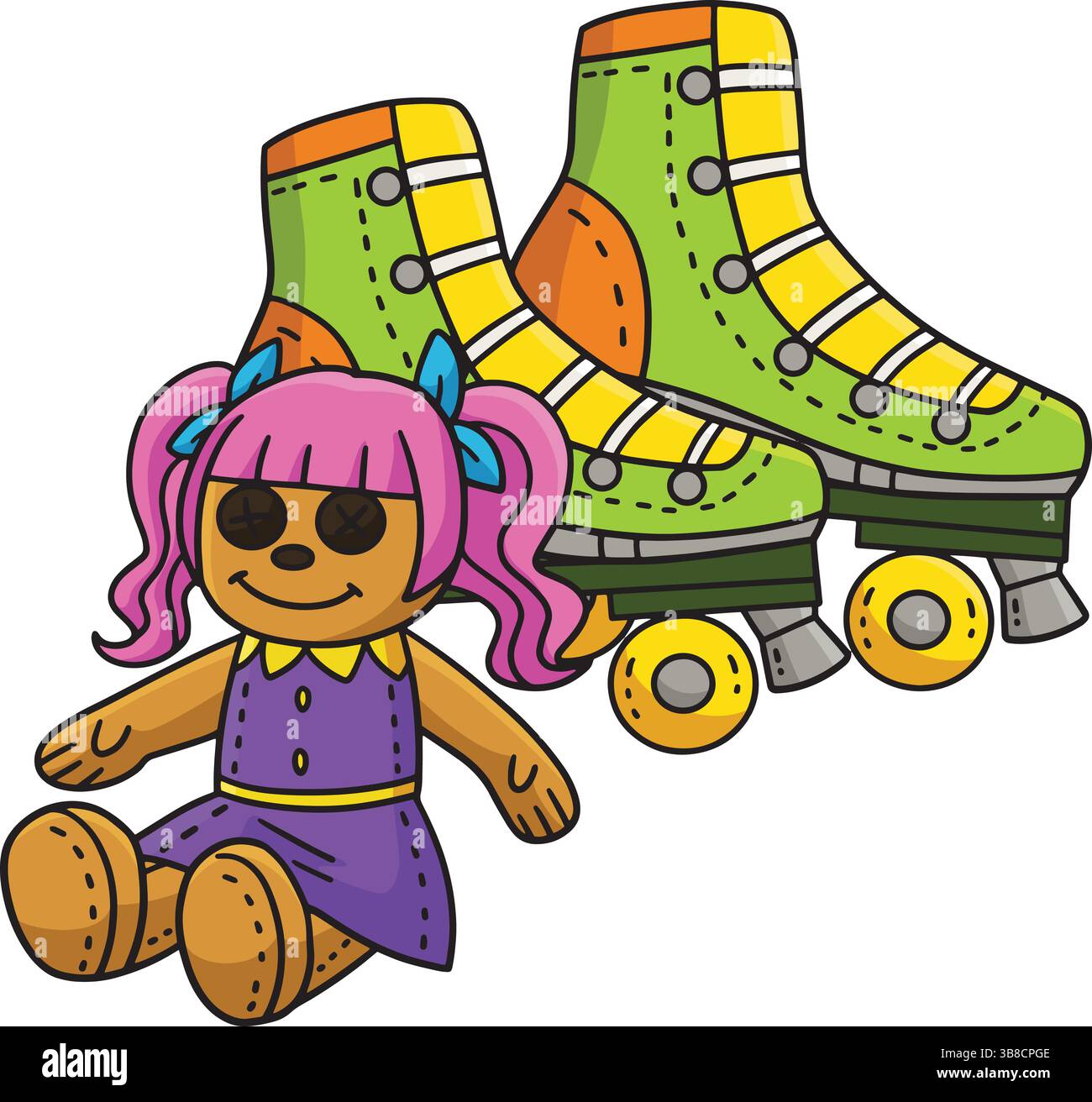 Roller Skates and Doll Cartoon Colored Clipart Stock Vector Image & Art ...