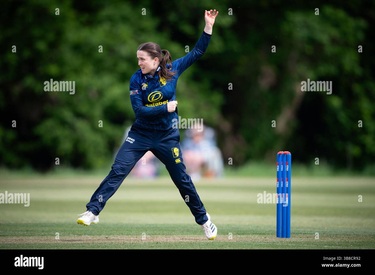 Arundel, UK, 07 May 2025. Mady Villiers of Durham bowling during the ...