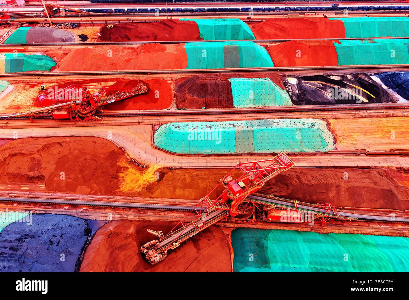 Imported iron ore at Qingdao Port Yard in Qingdao City, Shandong ...