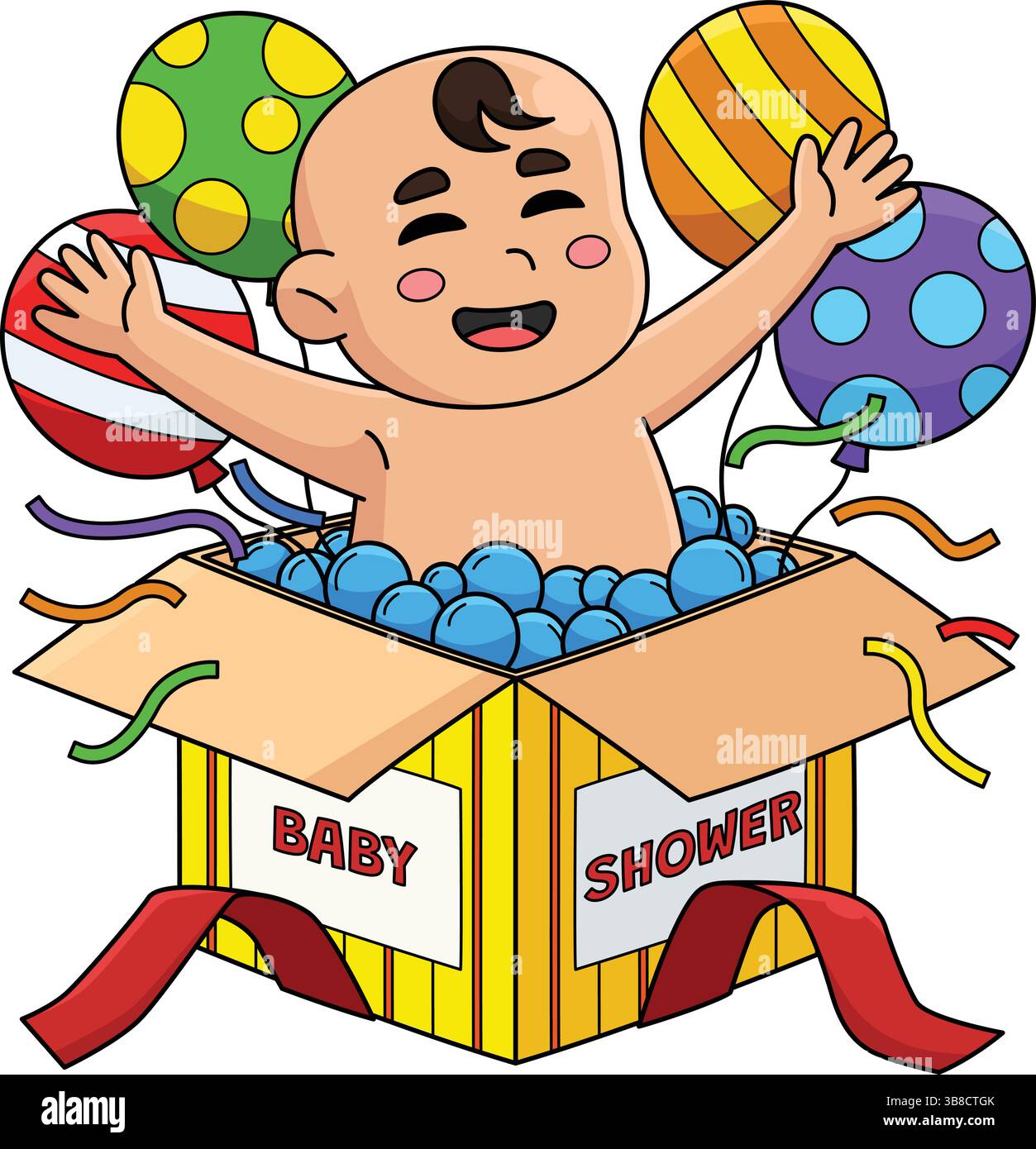 Baby Shower Surprise Box Cartoon Colored Clipart Stock Vector Image ...