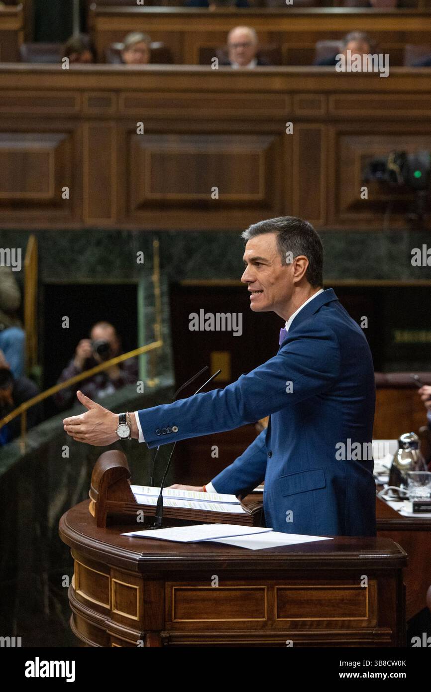 Madrid, Spain. 07th May, 2025. Spanish Prime Minister Pedro Sanchez ...