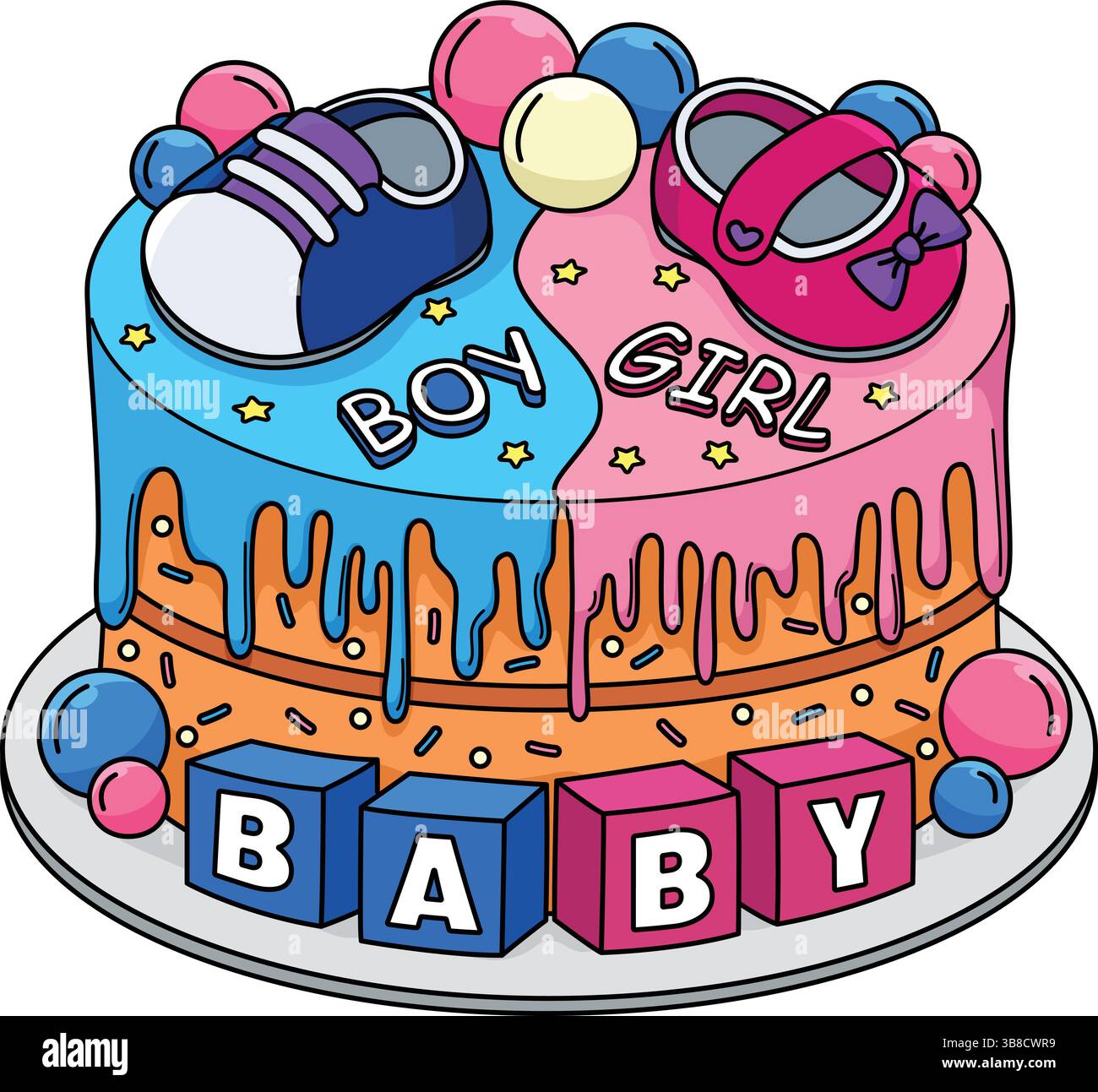 Gender reveal cake Stock Vector Images - Alamy