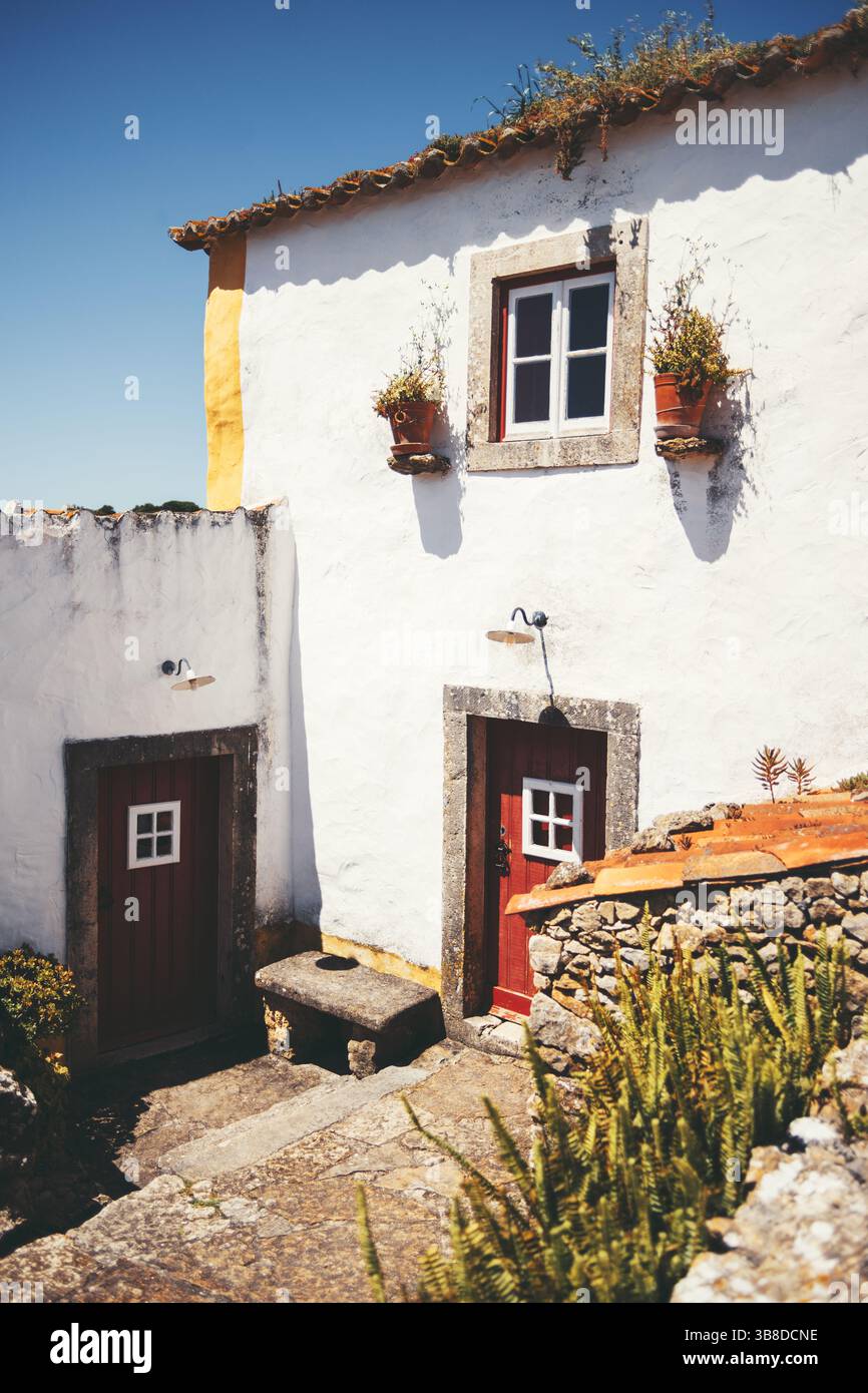 Traditional village house in Aldeia da Mata Pequena with whitewashed ...
