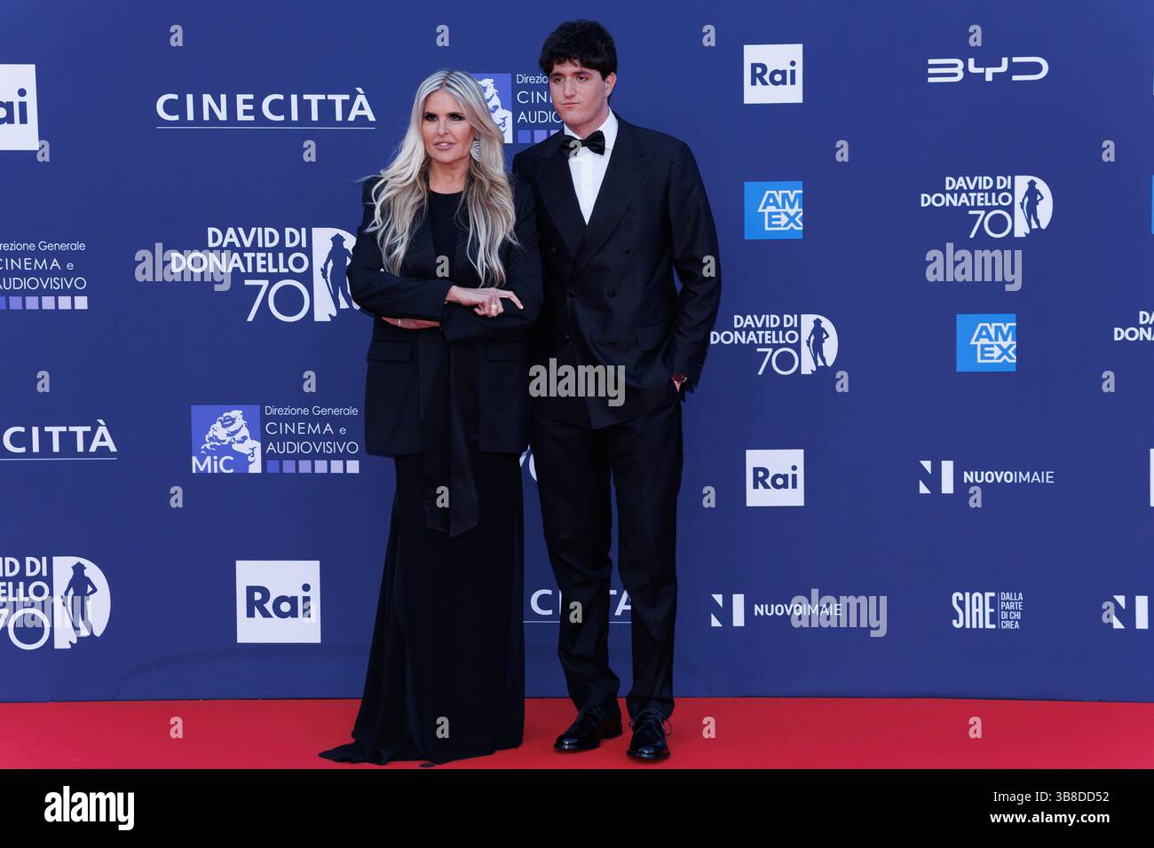 Rome, Italy. 07th May, 2025. Tiziana Rocca and her son Vittorio Base ...