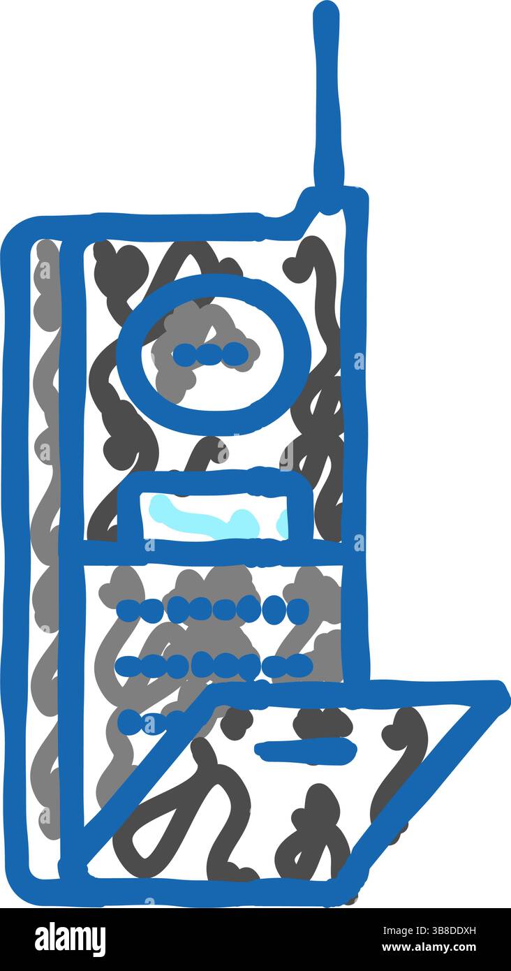 mobile phone retro device icon doodle illustration Stock Vector Image ...