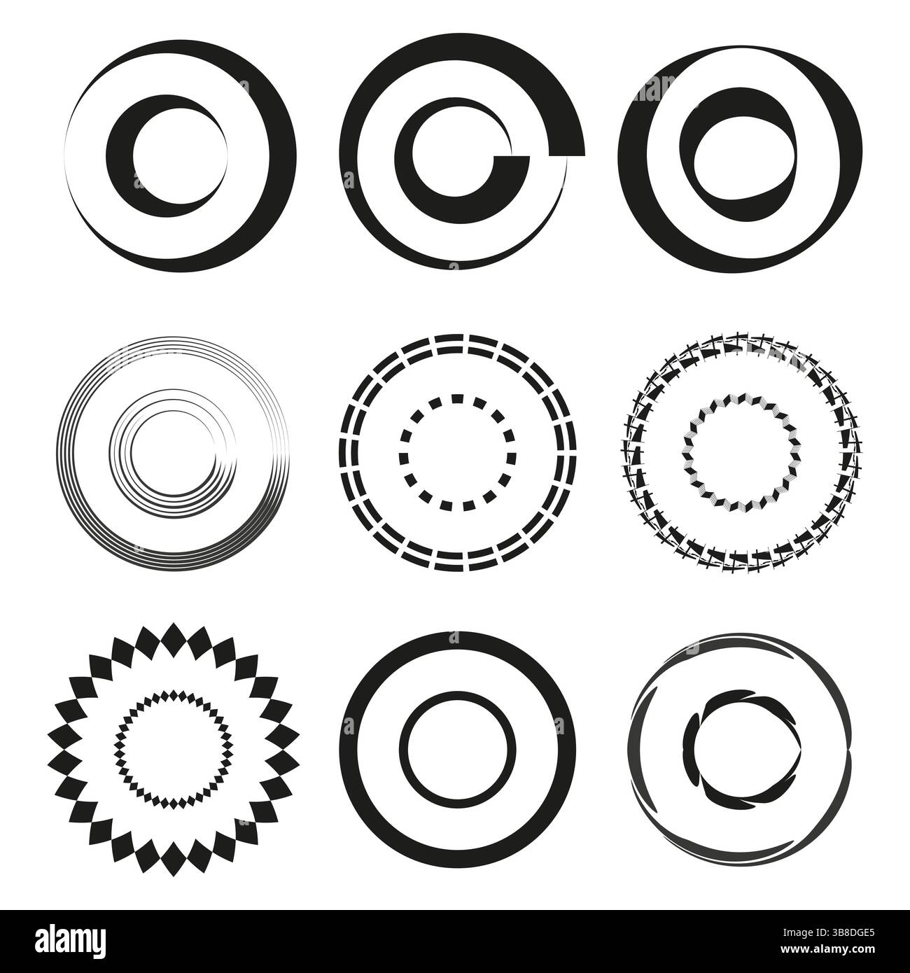 Geometric circle pattern. Black white contrast. Curved line design ...