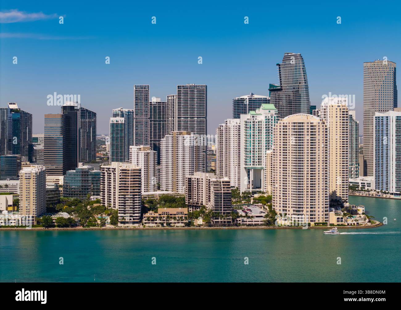 Panorama of Miami. Aerial view of modern skyscraper in downtown Miami ...