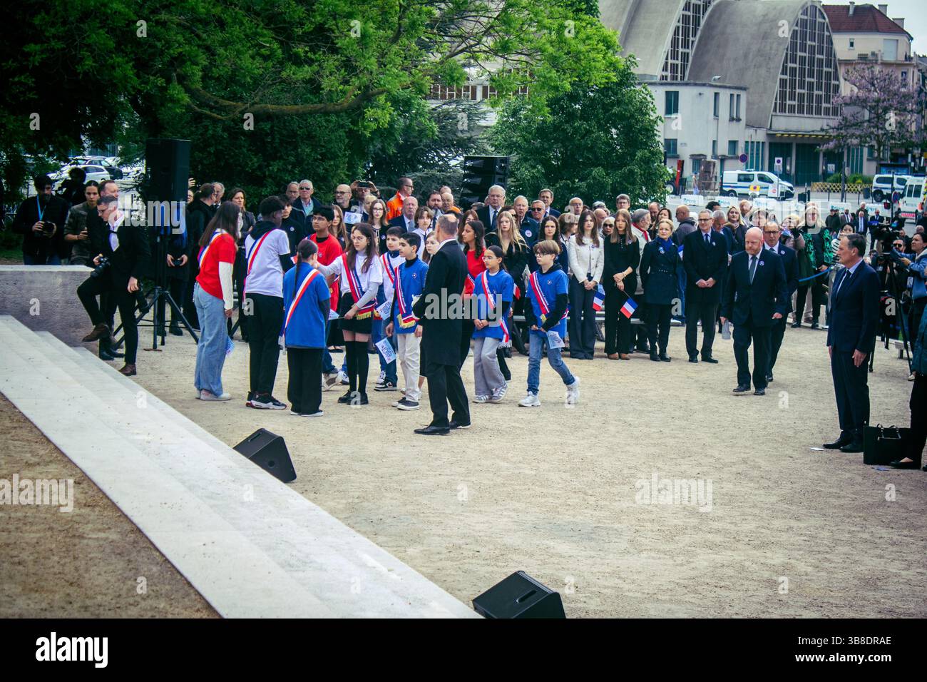 Reims, France, May 7, 2025 Children from the city of Reims take part in ...