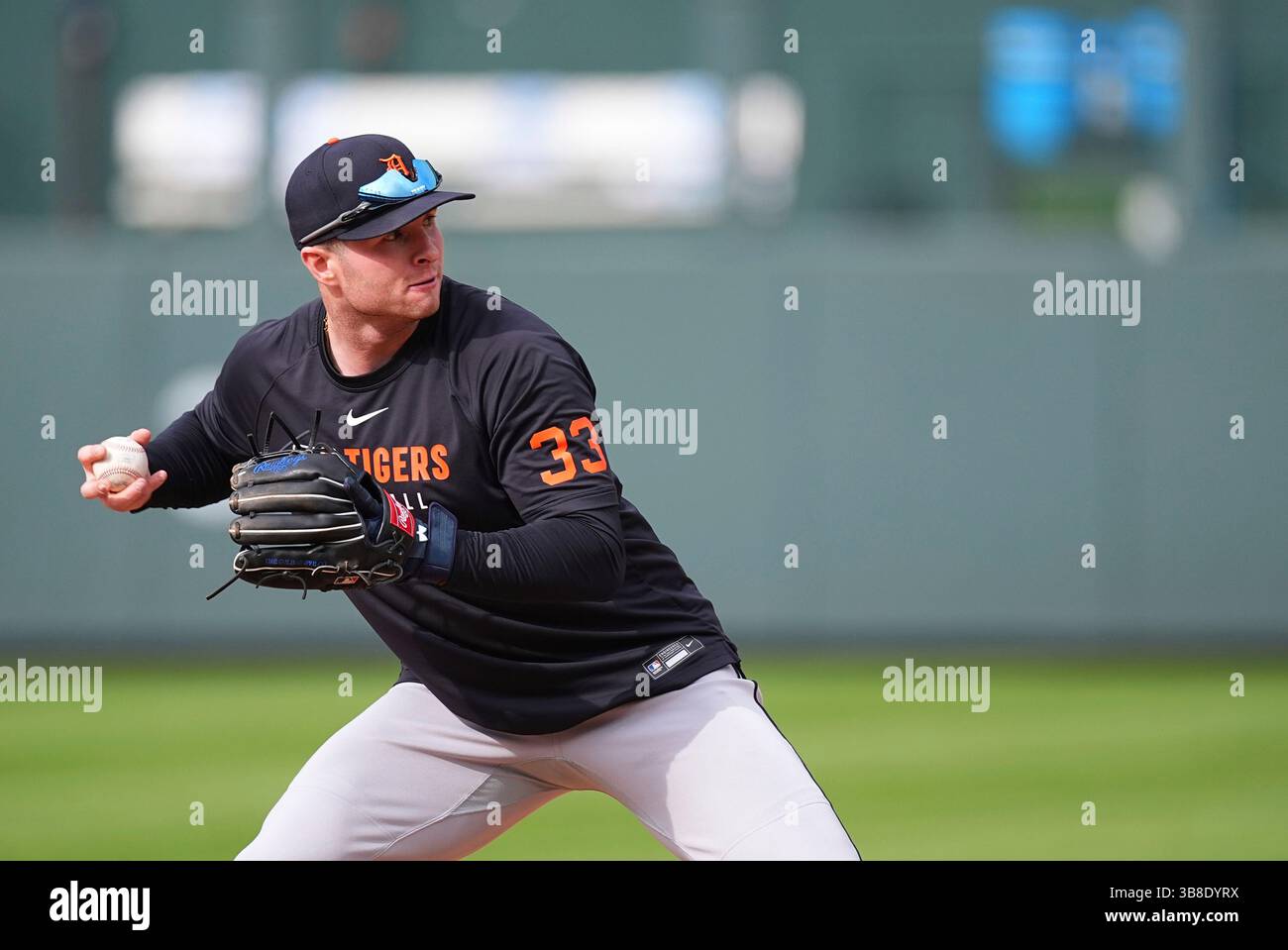 Detroit Tigers second base Colt Keith warms up before a baseball game ...