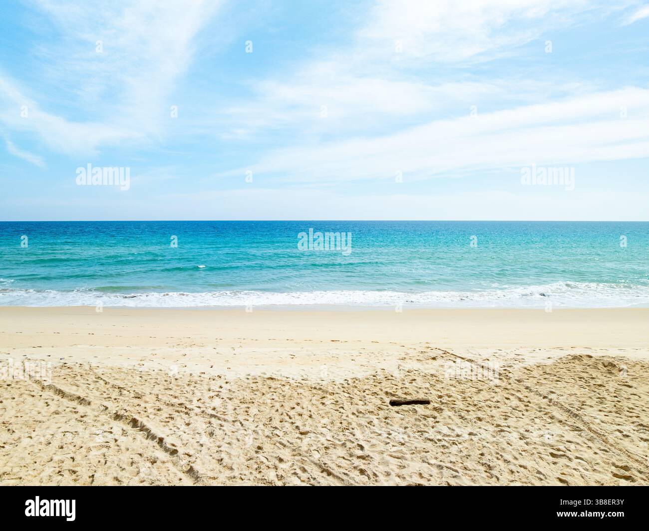 Beautiful sandy beach and sea in sunny day,Blue sky in good weather day ...