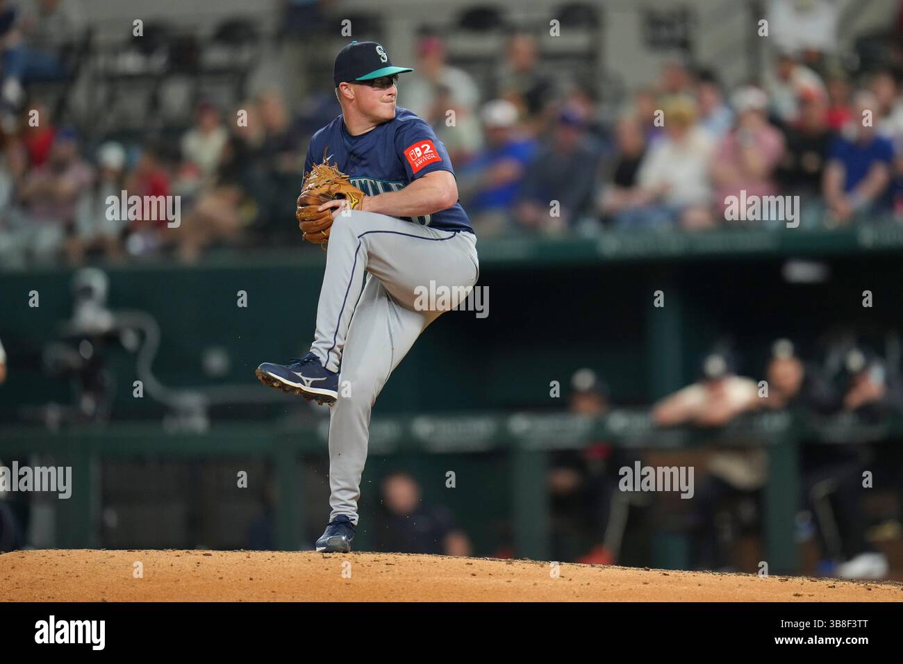 Seattle Mariners pitcher Trent Thornton throws a pitch to the Texas ...