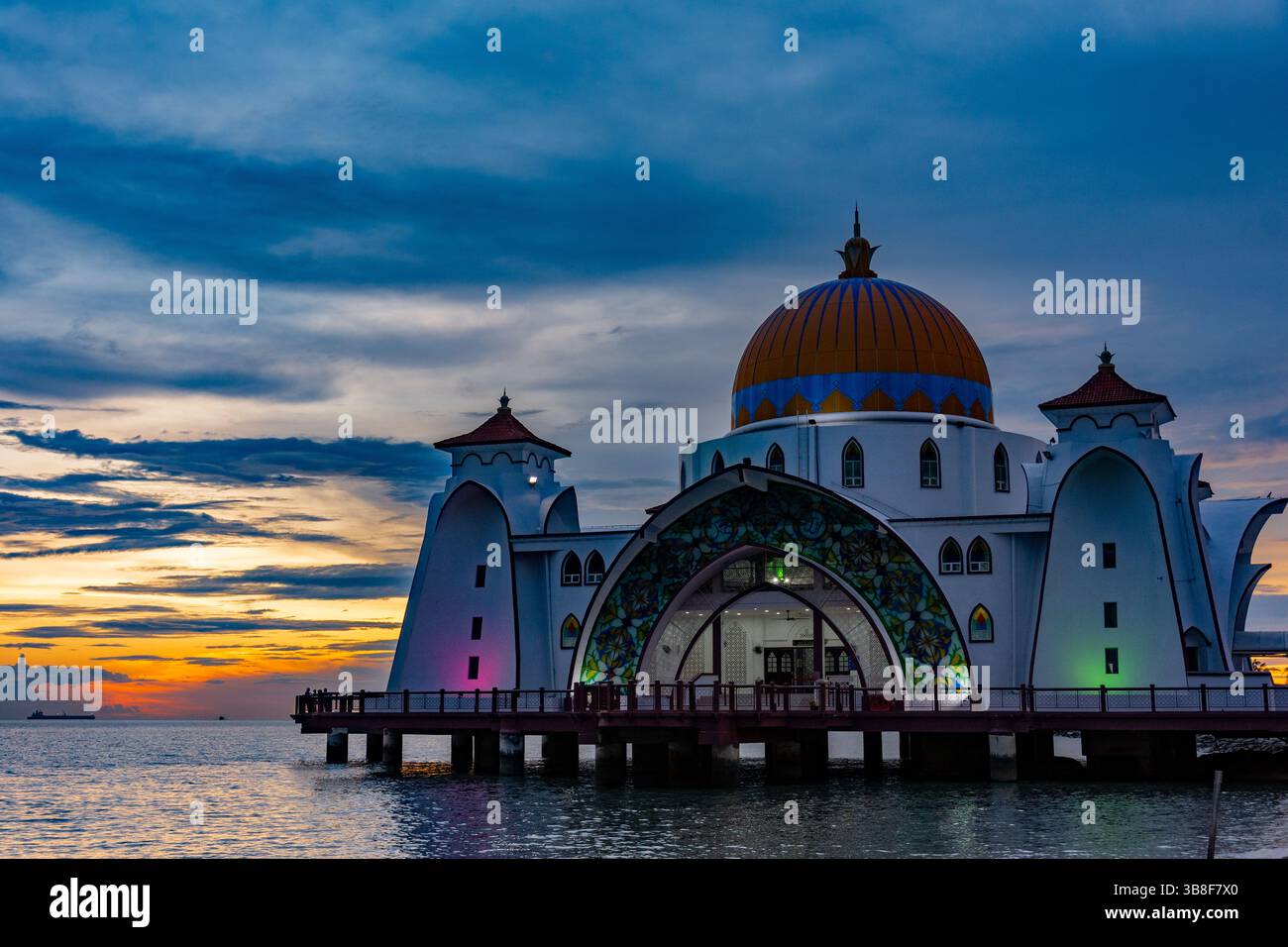 Bandar Melaka, Malaysia- April 16 2025.Masjid Selat Melaka is a ...