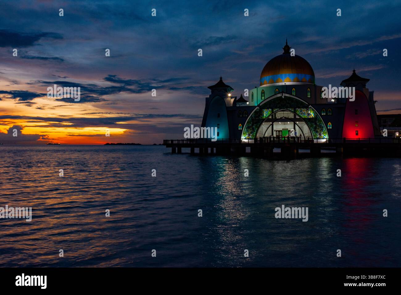 Bandar Melaka, Malaysia- April 16 2025.Masjid Selat Melaka is a ...
