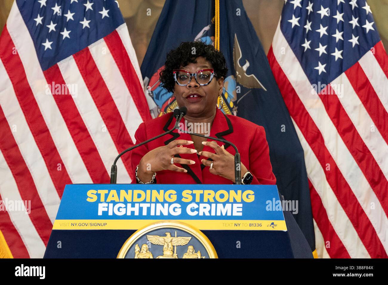 New York, NY, May 7, 2025: Bronx District Attorney Darcel Clark speaks ...