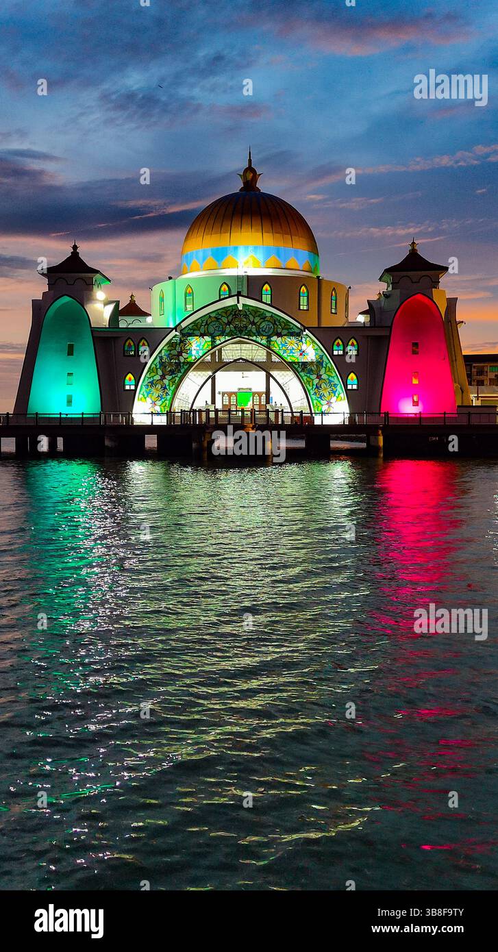 Bandar Melaka, Malaysia- April 16 2025.Masjid Selat Melaka is a ...