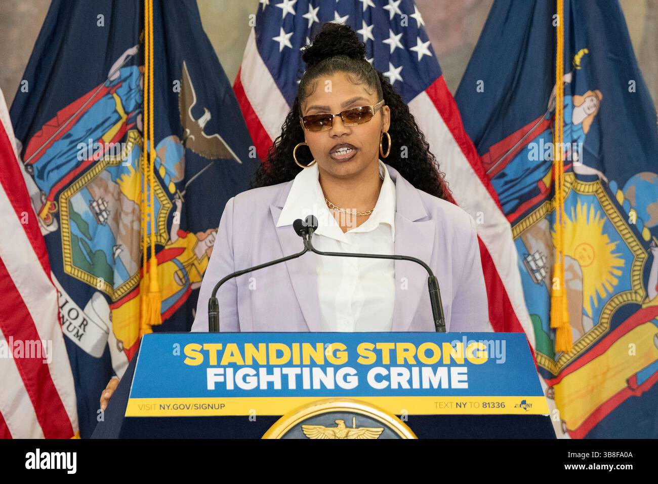 New York, NY, May 7, 2025: Activist Angelina Rosado speaks as Governor ...
