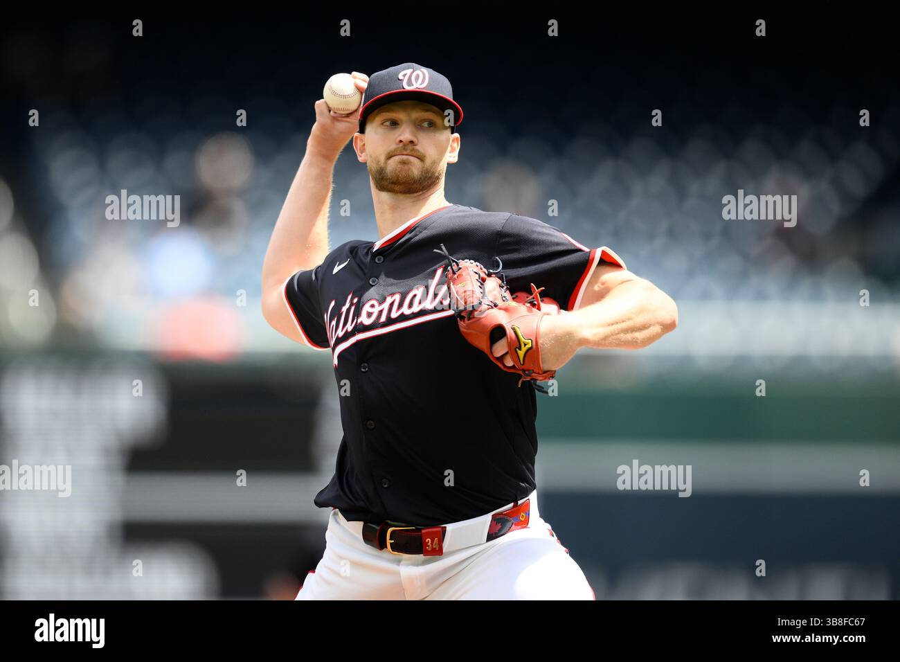 Washington Nationals starting pitcher Michael Soroka (34) in action ...