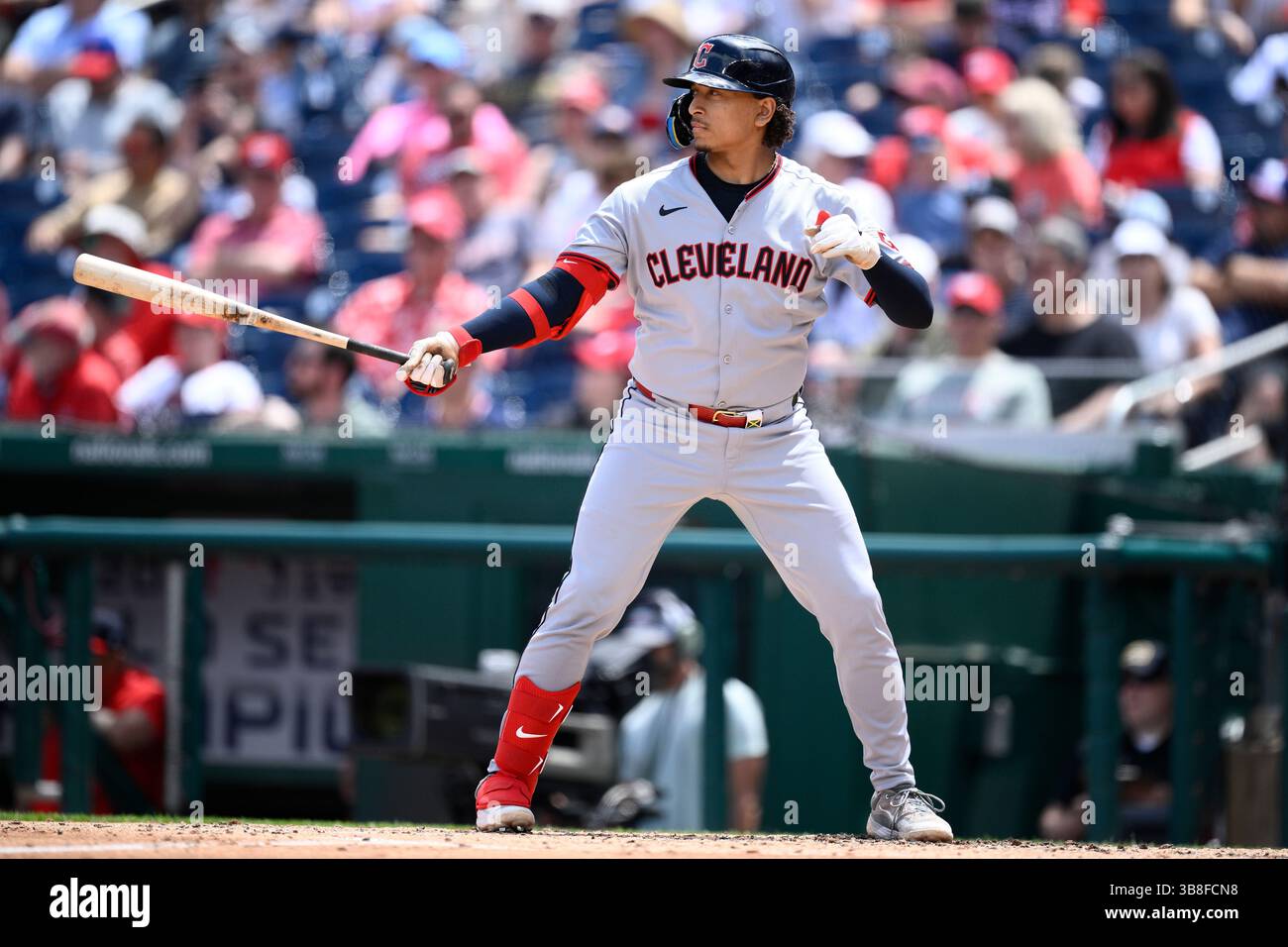 Cleveland Guardians' Bo Naylor in action during a baseball game against ...