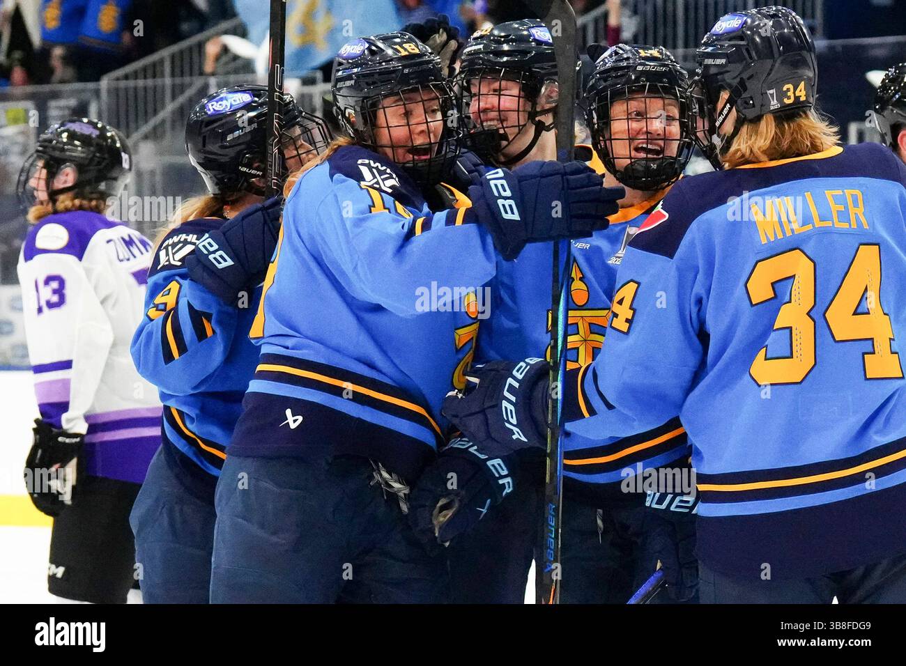 Toronto Sceptres' Julia Gosling, center, celebrates with teammates ...