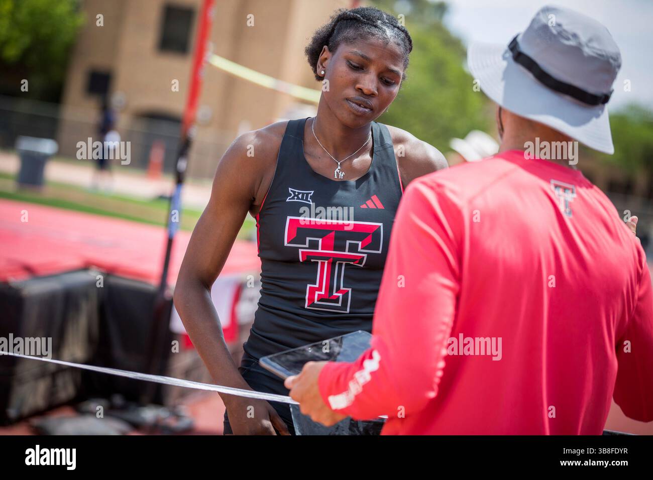 May 1, 2025: Texas Tech Red Raider jumper Temitope Adeshina competes in ...