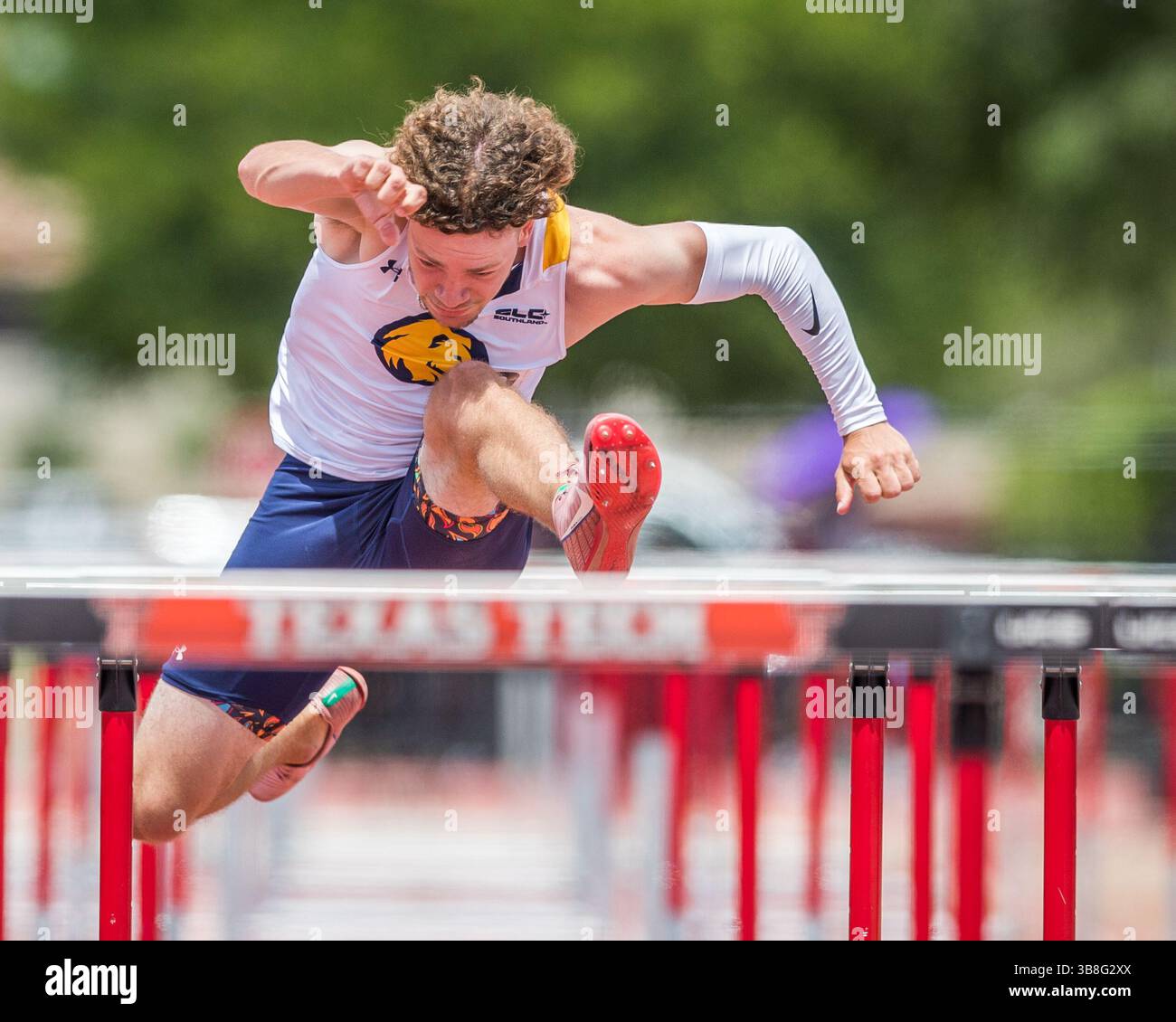 May 1, 2025: East Texas A&M hurdler Cash Goodman competes in the men's ...