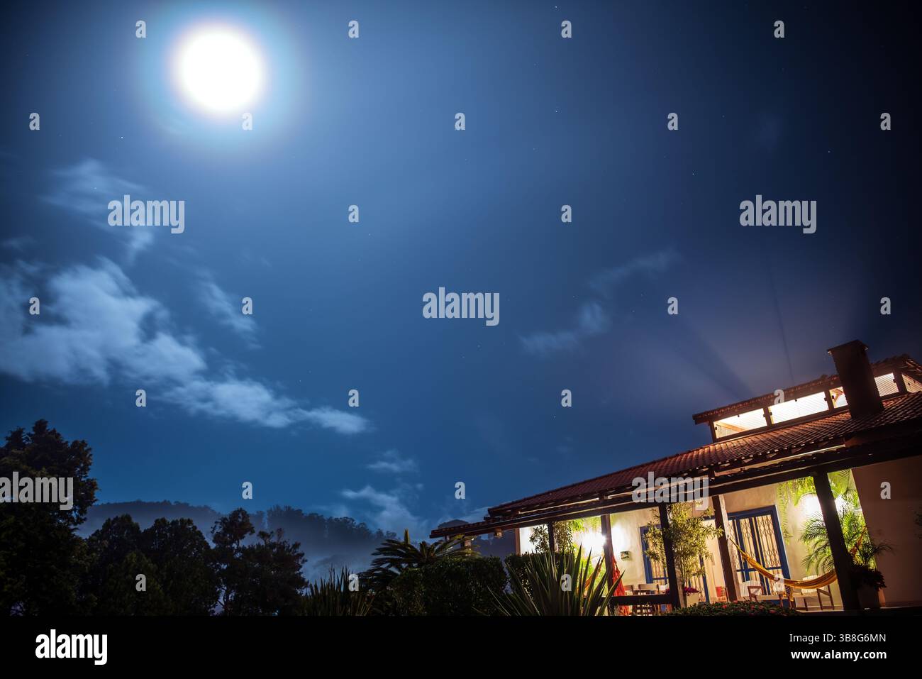 Full Moon Over a Countryside House in Itaipava, Brazil Stock Photo - Alamy