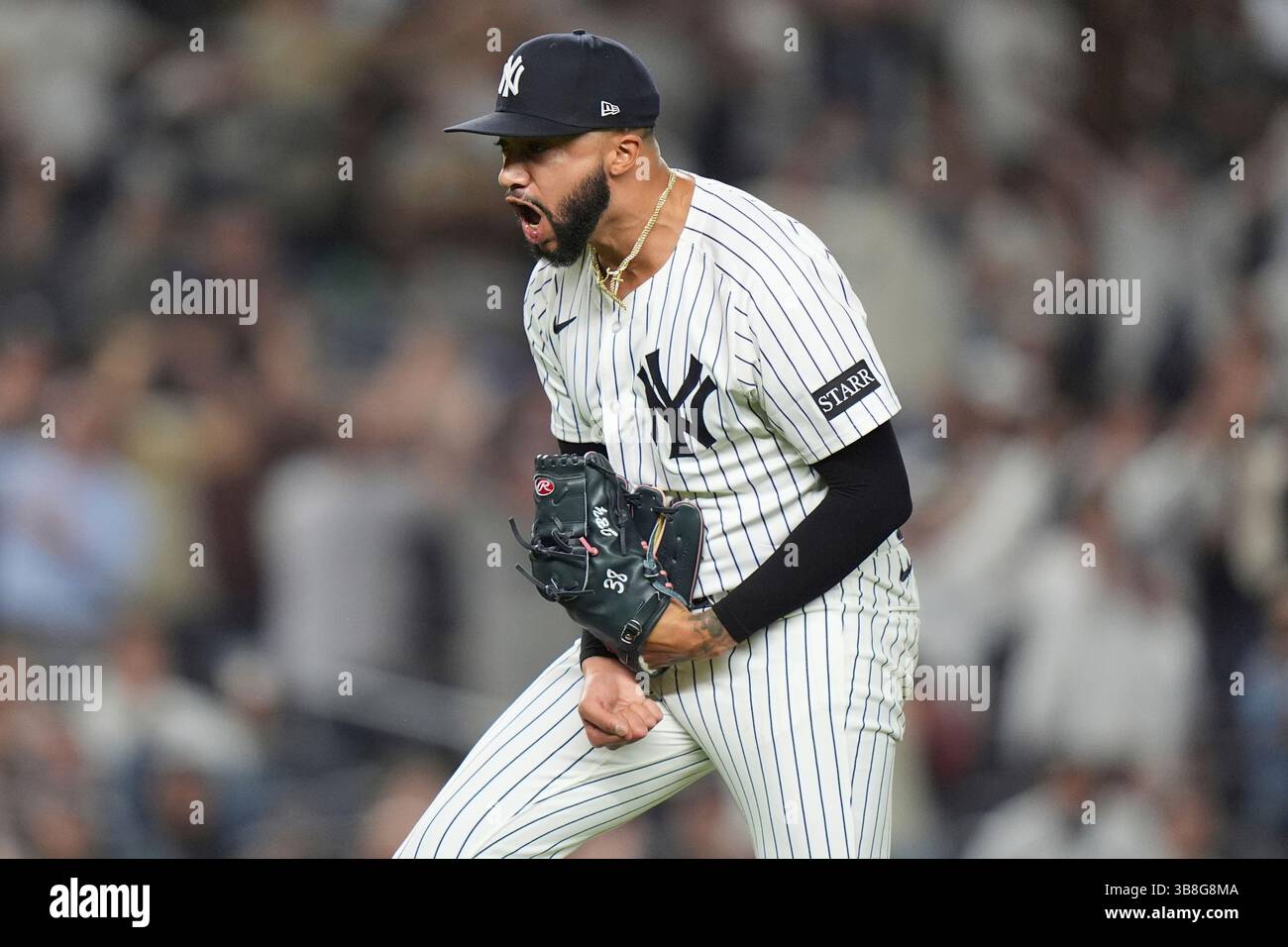 New York Yankees pitcher Devin Williams celebrates after striking out ...