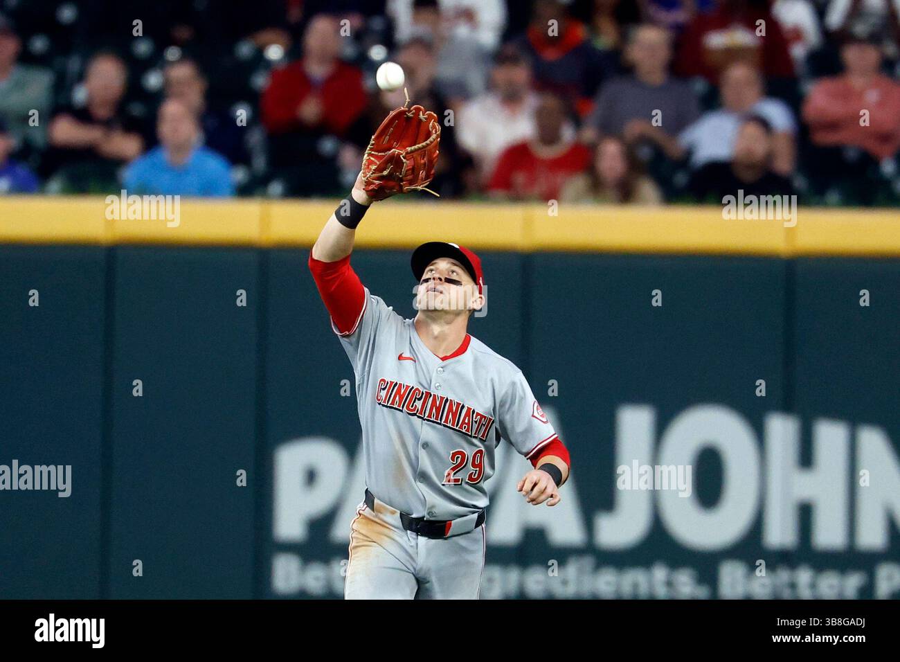 Cincinnati Reds outfielder TJ Friedl catches a fly ball for the out on ...