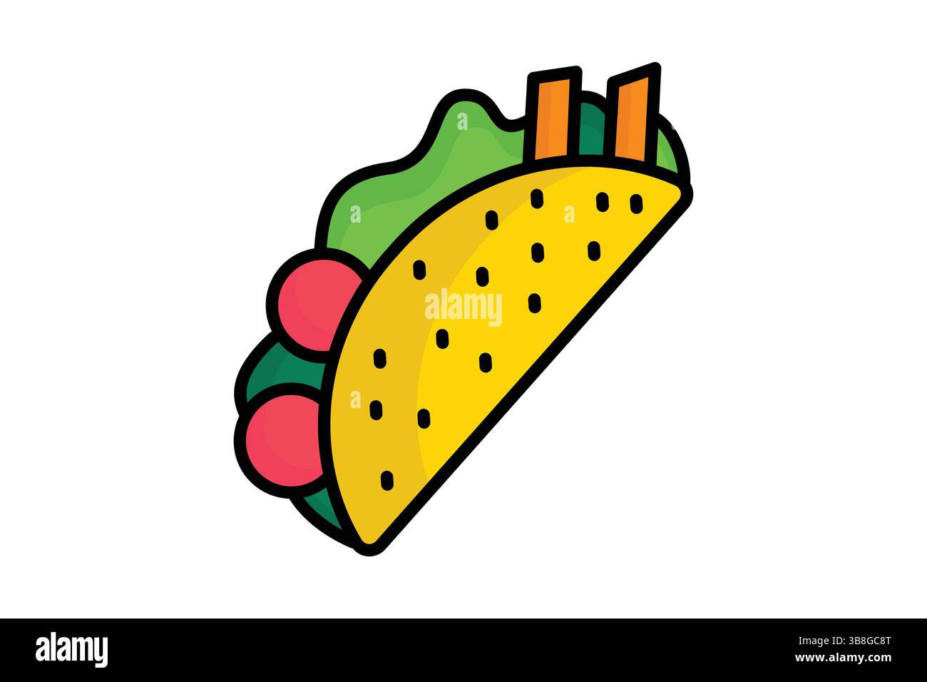 Taco icon. colored outline icon style. icon related to casual and ...