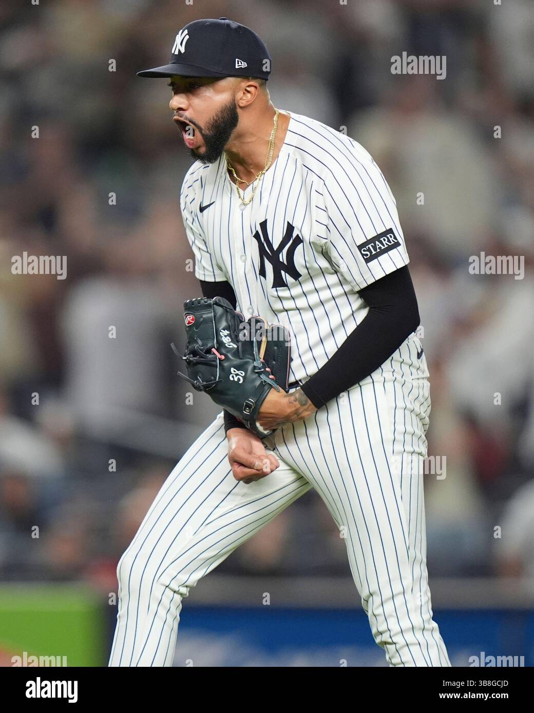 New York Yankees pitcher Devin Williams celebrates after striking out ...