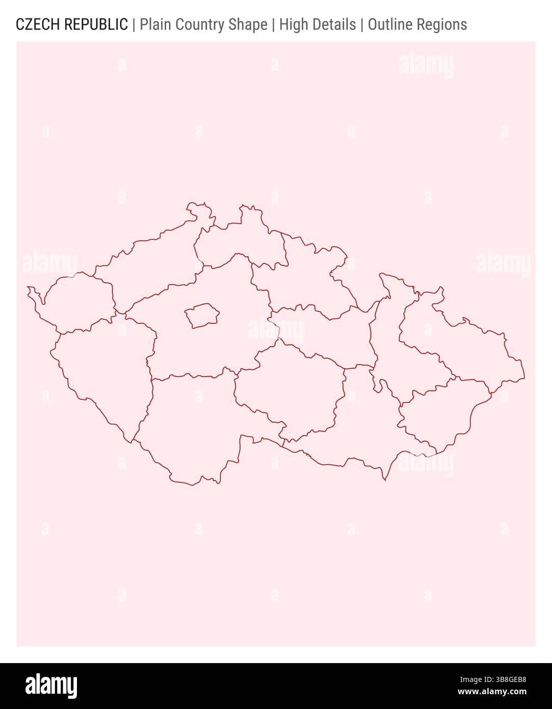 Czech Republic plain country map. High details. Outline regions style ...