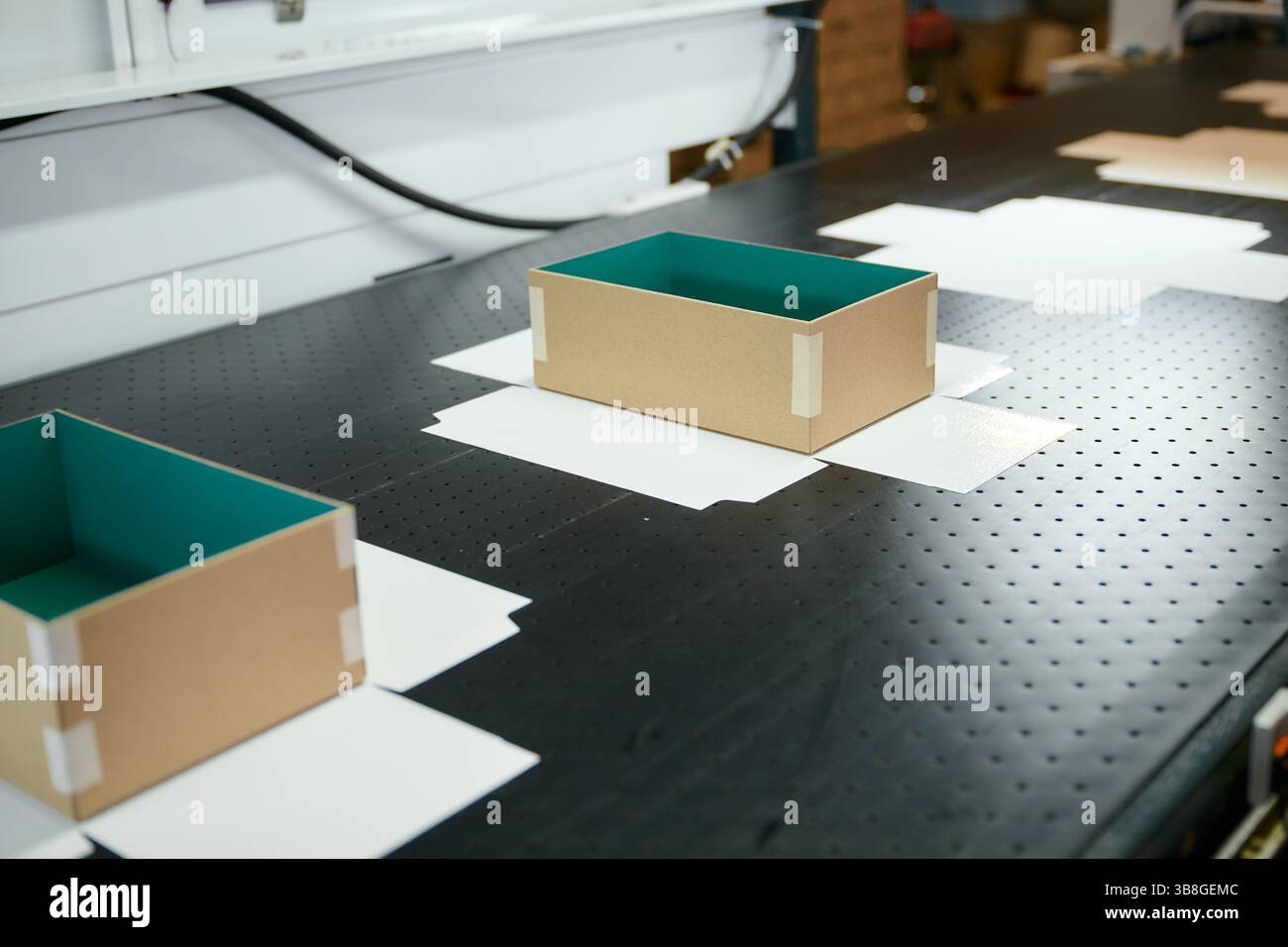 Cardboard box production line at a decorative packaging factory ...