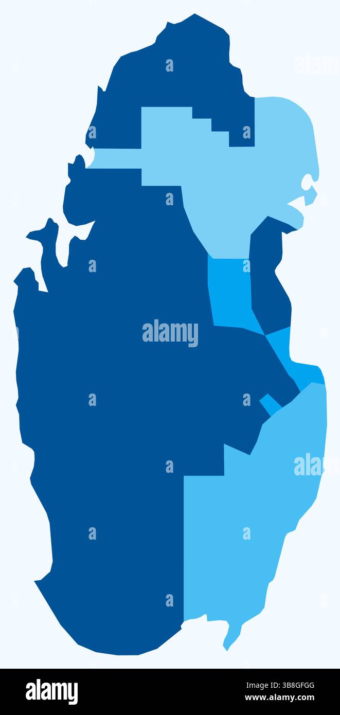 Map of Qatar with regions. Just a simple country border map with region ...