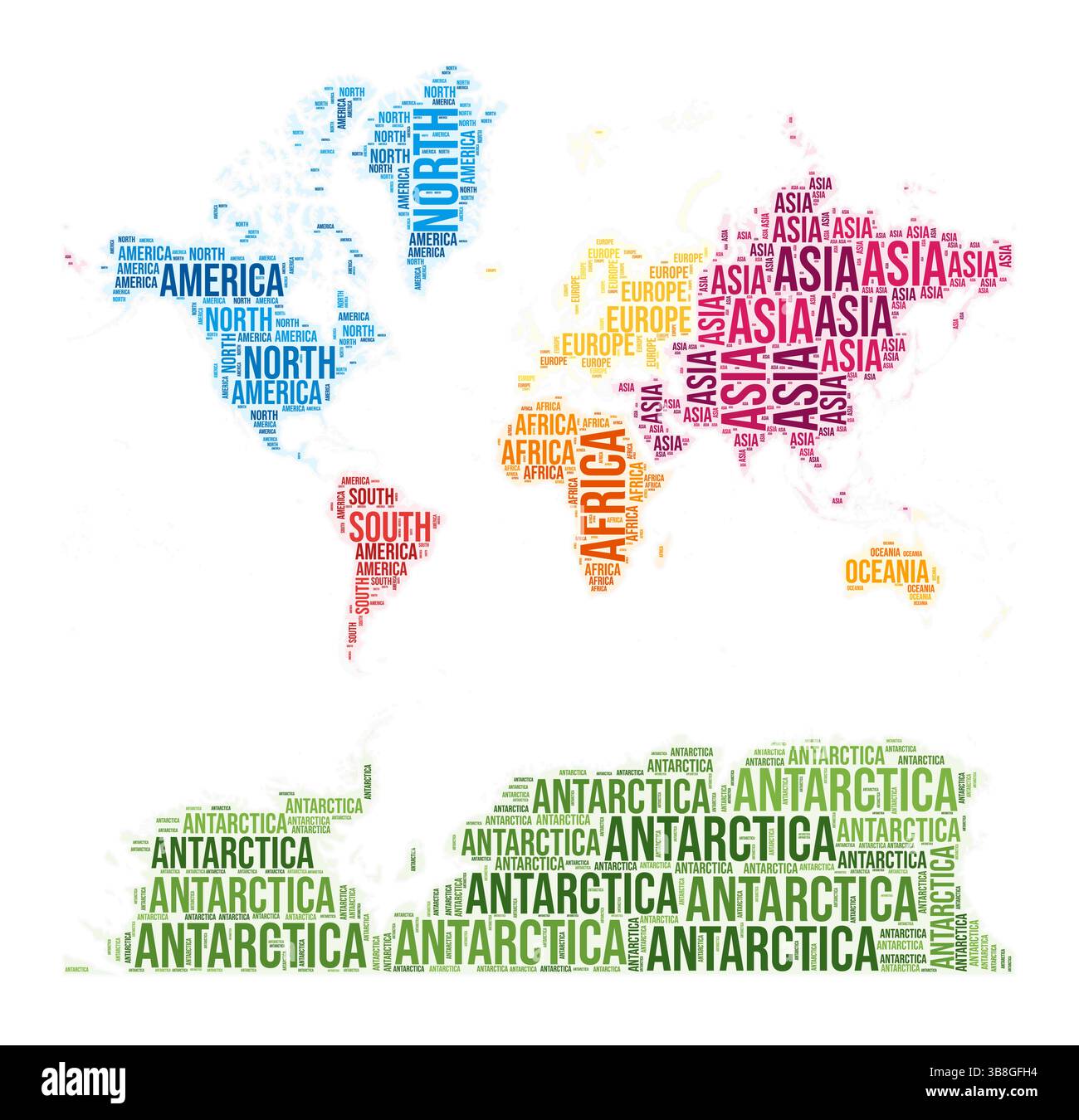 World continent word cloud. World shape design. World colored ...