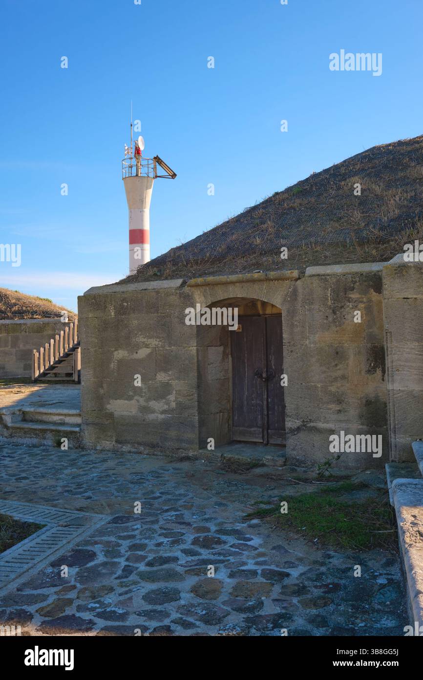 A section of the bastion with the lighthouse in the background. At the ...