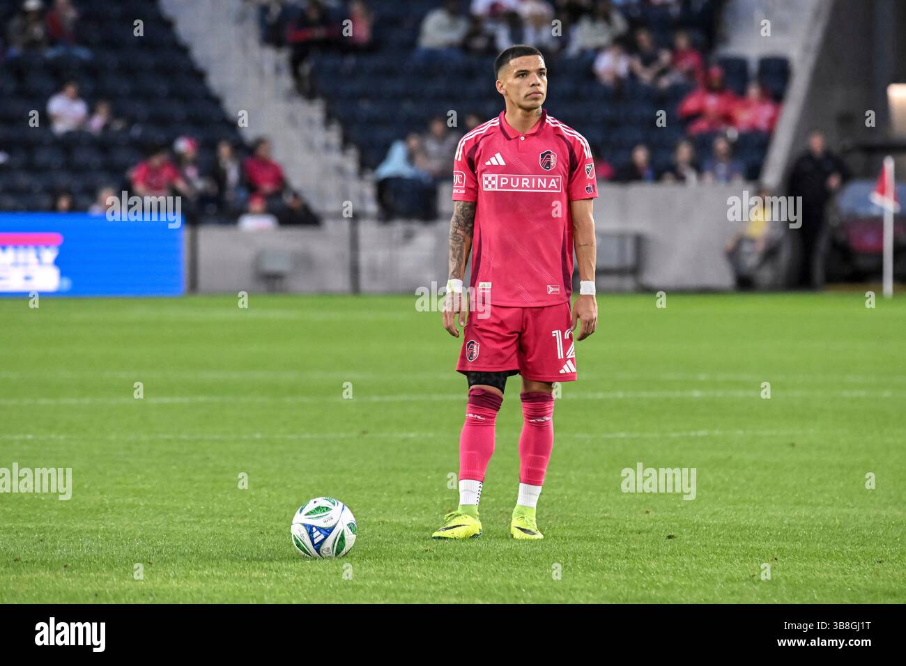 ST. LOUIS, MO - MAY 07: Celio Pompeu (12) of St. Louis City waits for ...