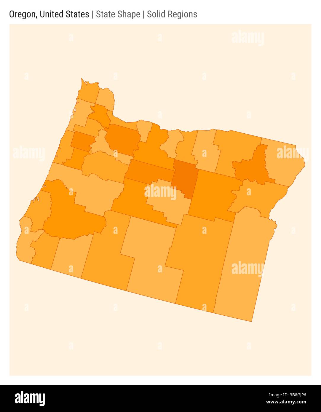 Oregon, United States. Simple vector map. State shape. Solid regions ...