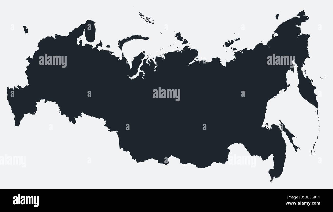 Russia map. Just a simple border map. Shape of the country. Flat blank ...