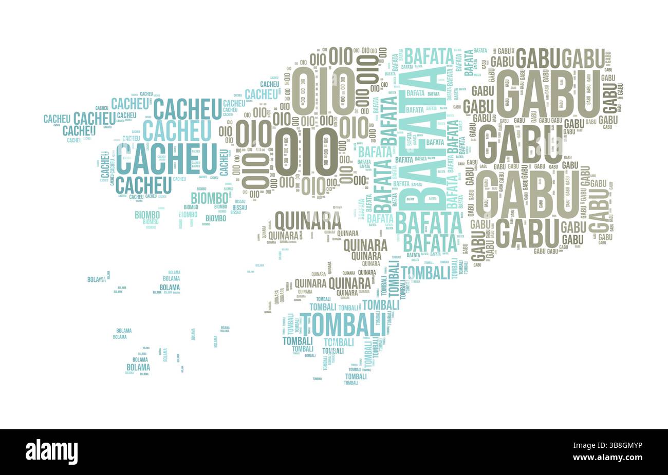 Guinea-Bissau Word Cloud. Country shape with region division. Guinea ...