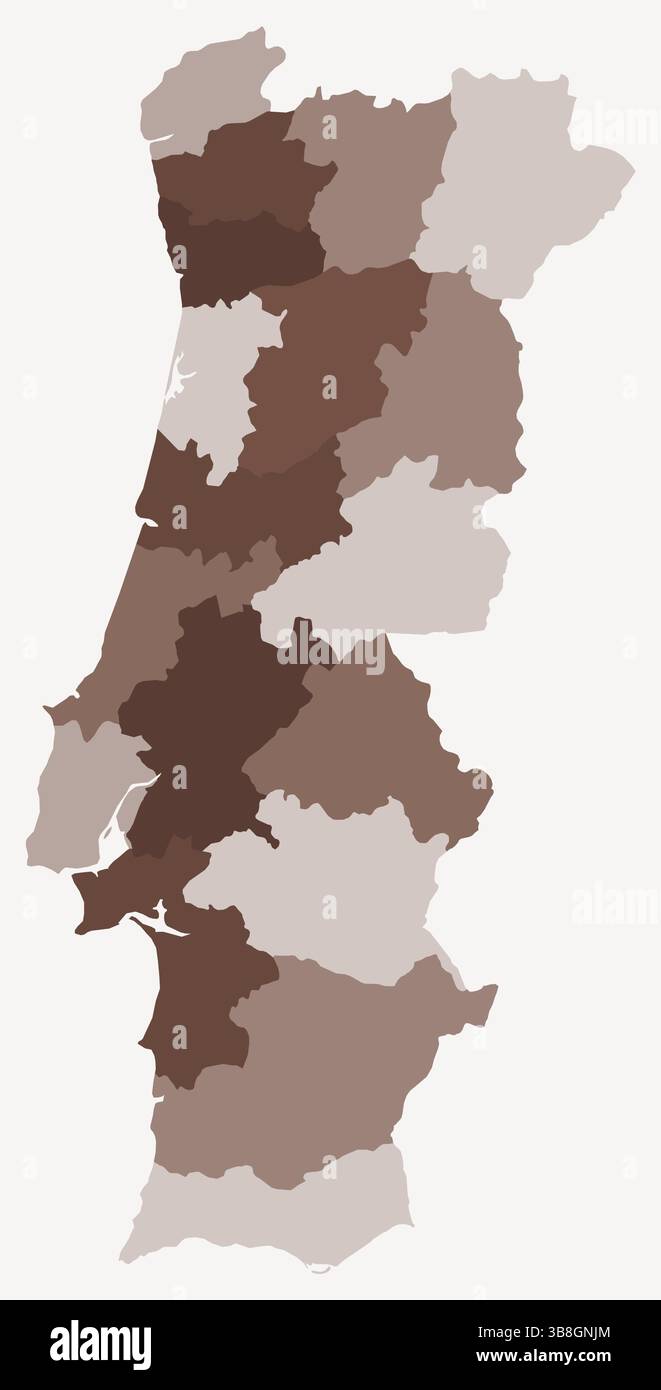 Map of Portugal with regions. Just a simple country border map with ...