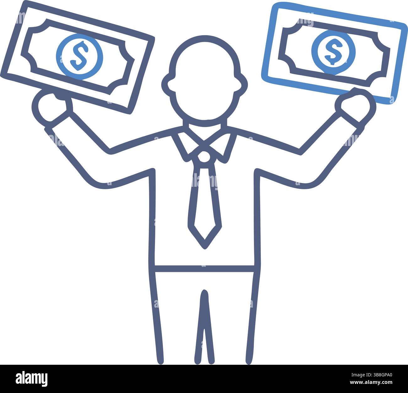 Minimalist Black-and-White Line-Art Illustration of Person Celebrating ...