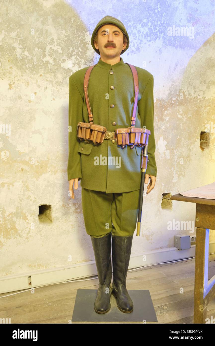 A Turkish soldier standing guard. A diorama, recreation at the Namazgah ...