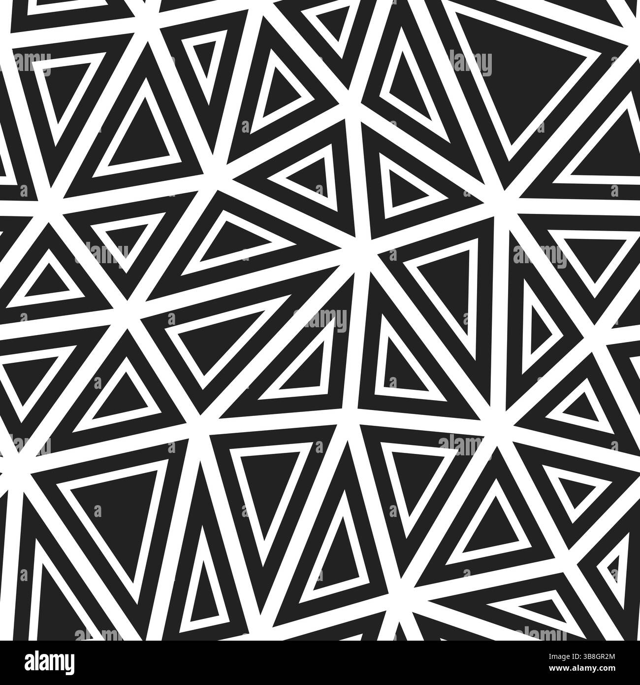 Background with triangles pattern. Large triangle size. Solid shapes in frames. Black and white ...