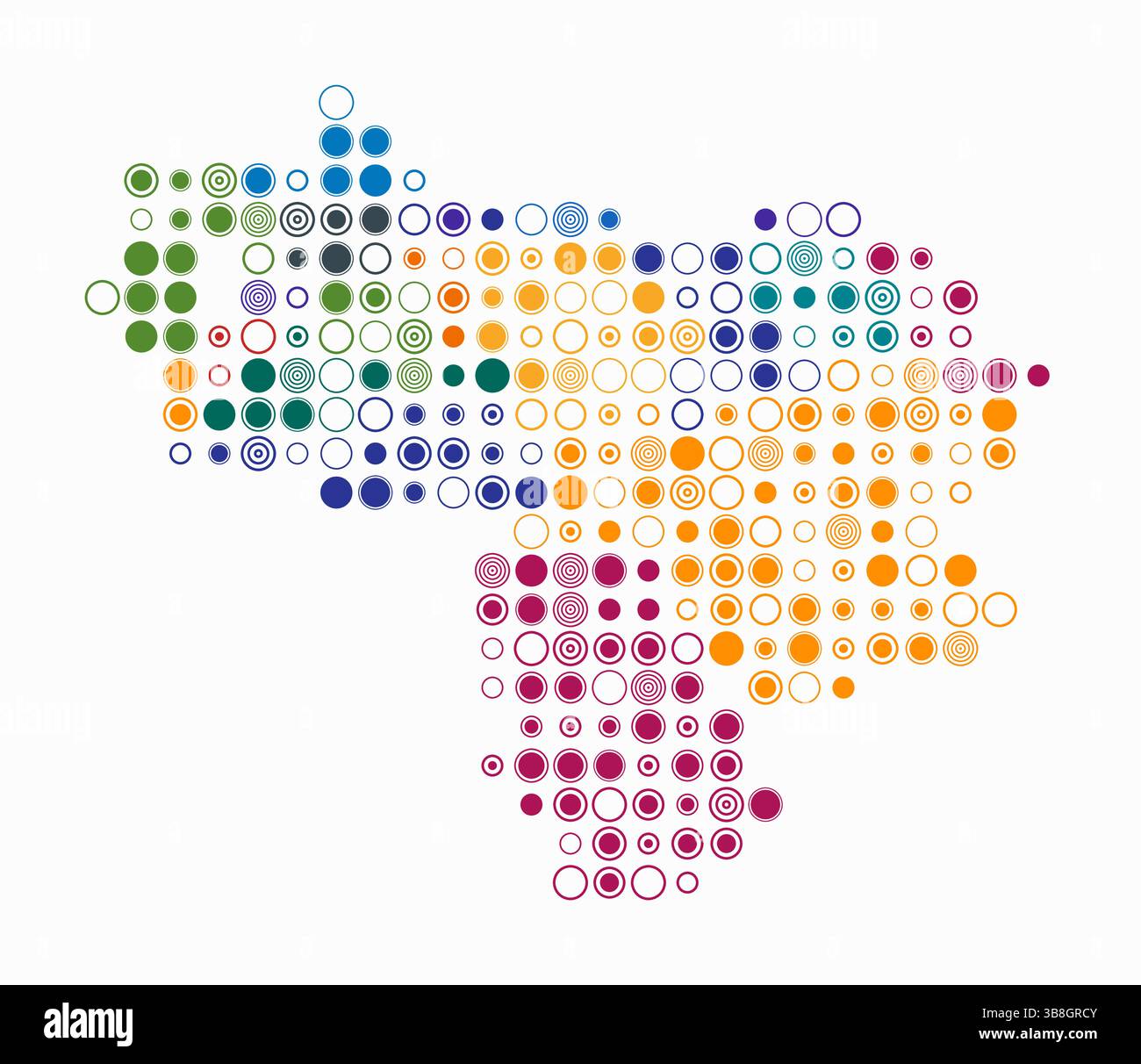 Venezuela, shape of the country built of colored cells. Digital style ...