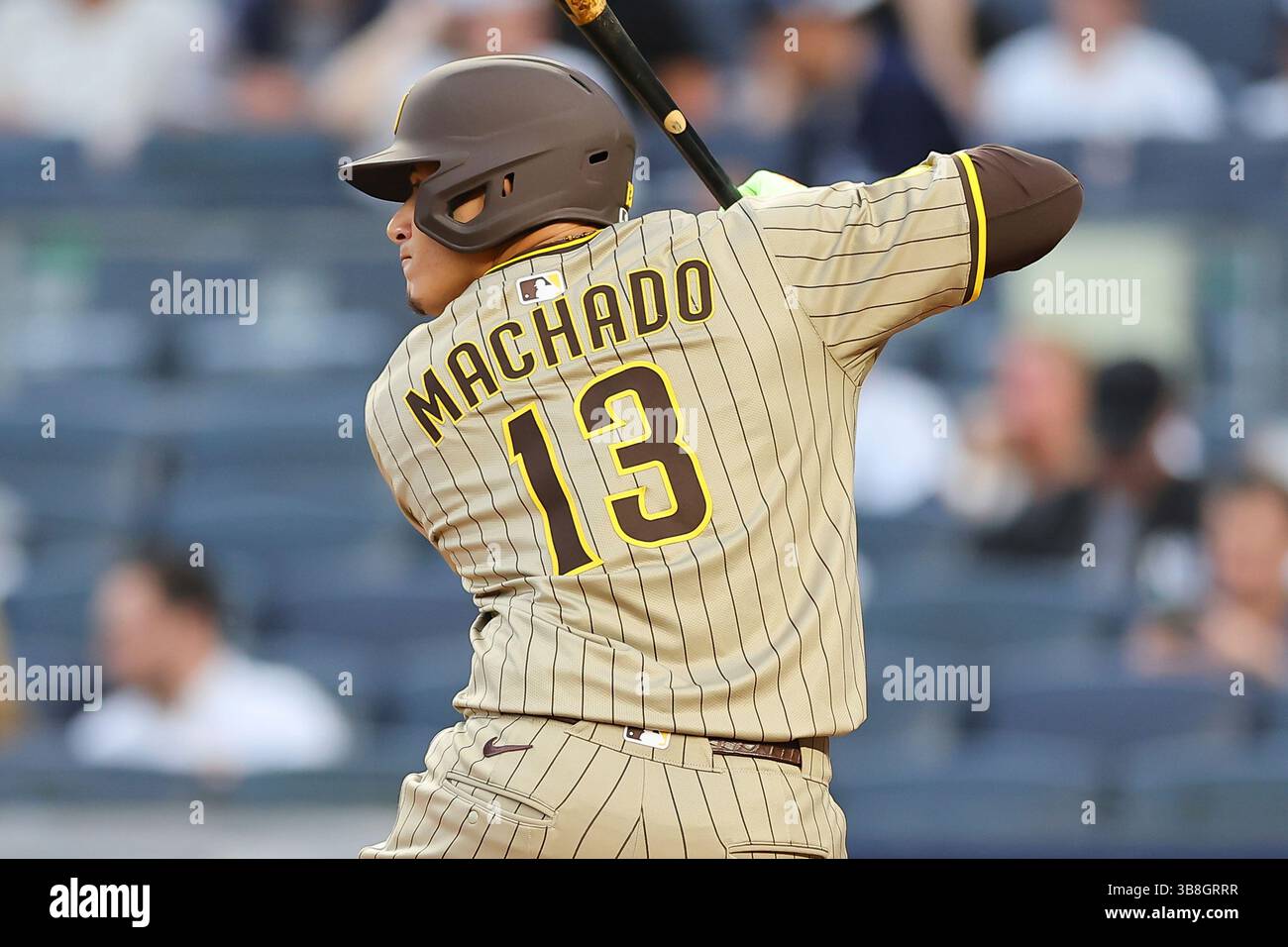 BRONX, NY - MAY 07: Manny Machado #13 of the San Diego Padres at bat ...