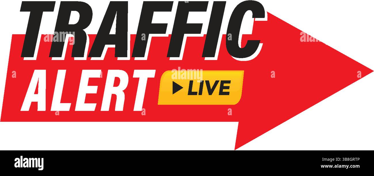 Bold vector illustration featuring a traffic alert notification with ...