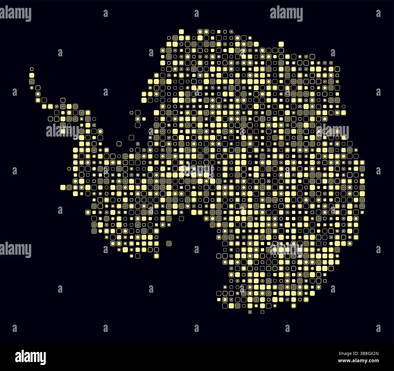 Antarctica, shape of the continent built of colored cells. Digital ...