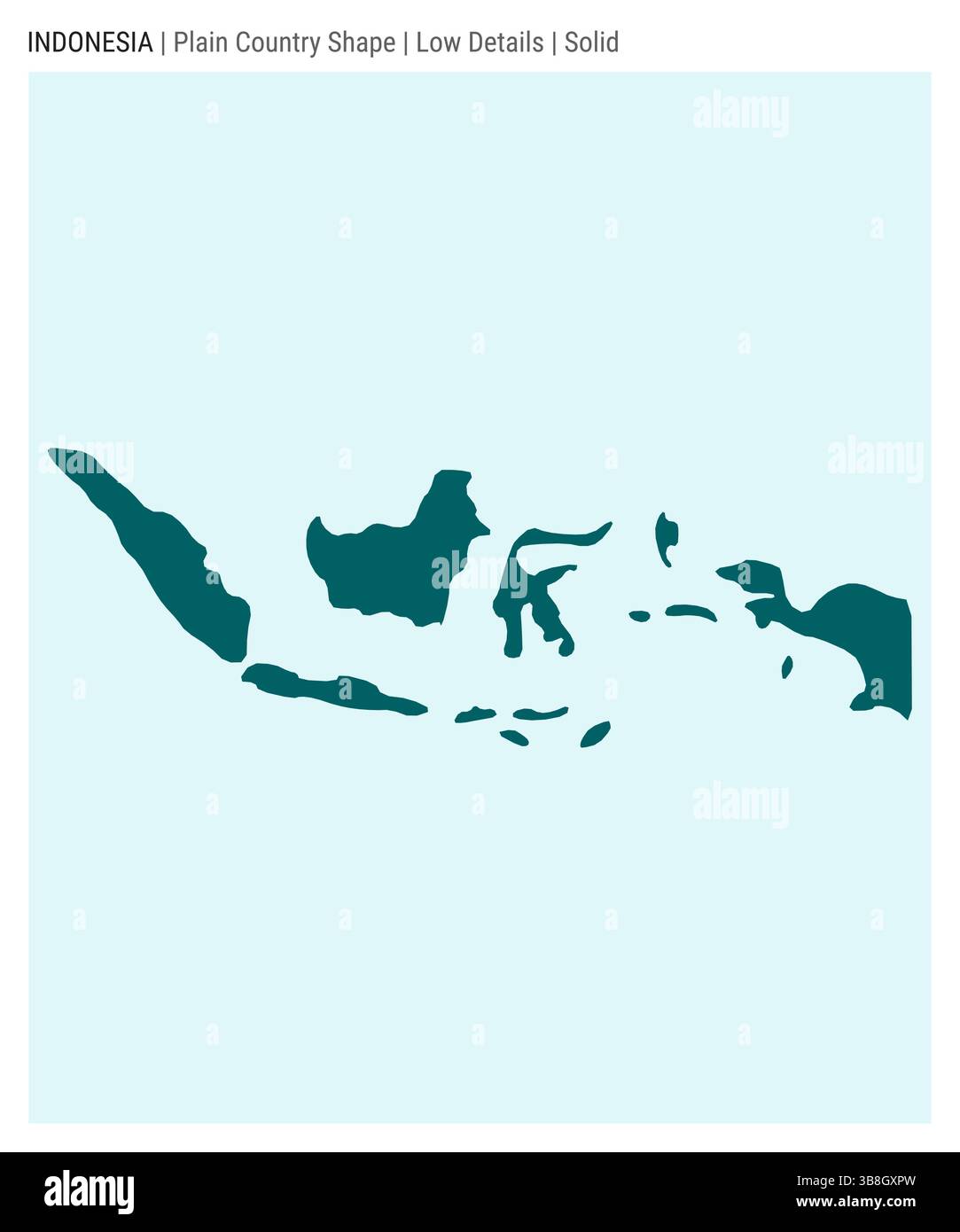 Indonesia plain country map. Low details. Solid style. Shape of ...