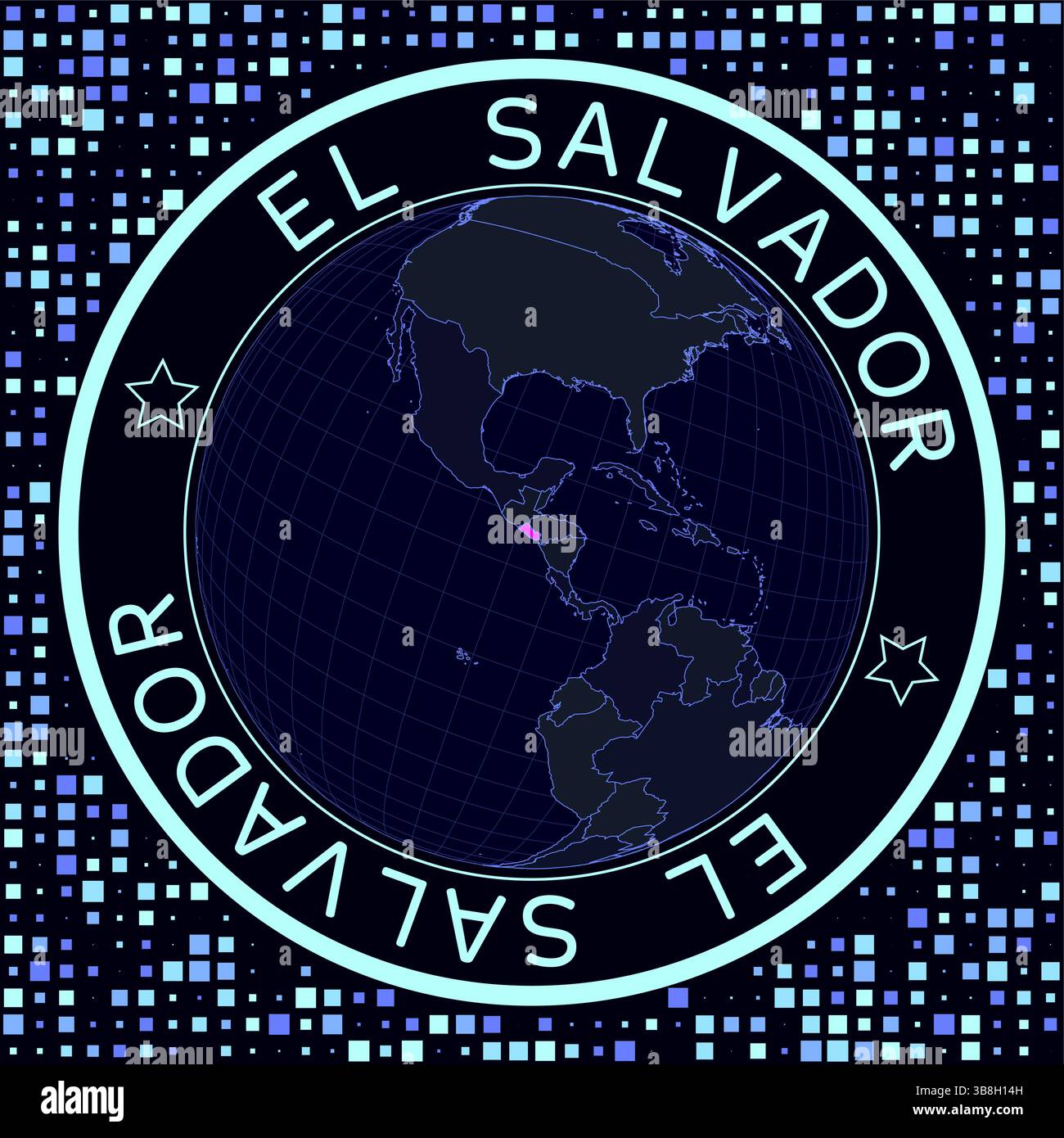 El Salvador on globe vector. Futuristic satellite view of the world ...