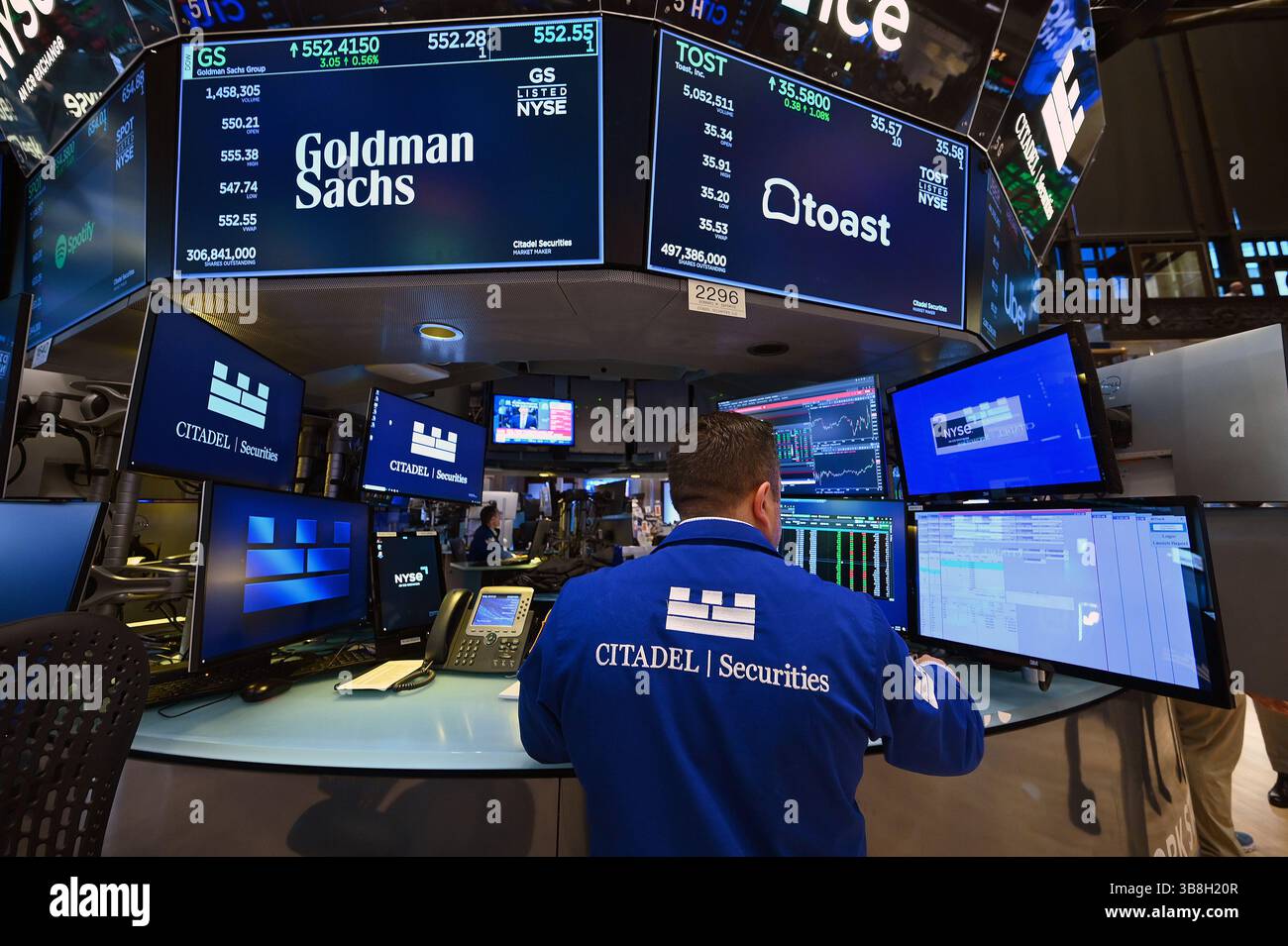 New York, USA. 07th May, 2025. A stock trader works on the floor of the ...